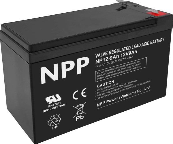 NPP AGM BATTERY C20=9AH T1 151x65x94x100 2,5KG BLACK (NP12V-9Ah) - ShopNaKlik.rs